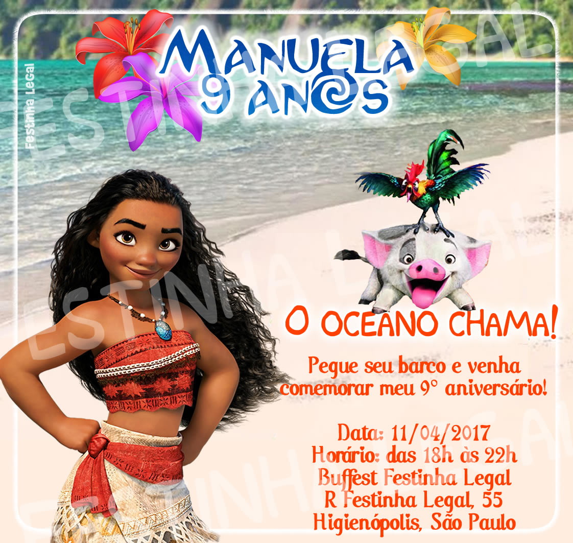 Convite Moana: 70 lindos e coloridos para a sua festa