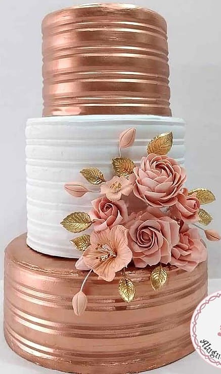 Bolo Rosa Gold: 80 Modelos Deslumbrante Para se Inspirar!