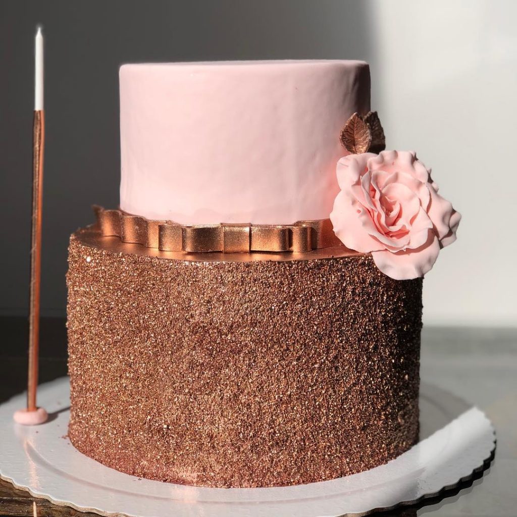 Bolo Rosa Gold: 80 Modelos Deslumbrante Para se Inspirar!