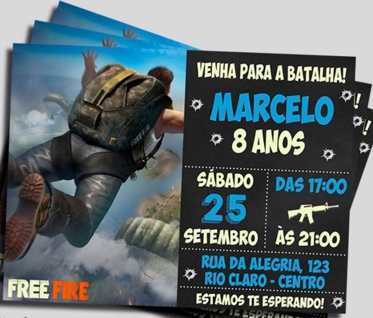 Convite Free Fire: 45 ideias para você que é fã do jogo