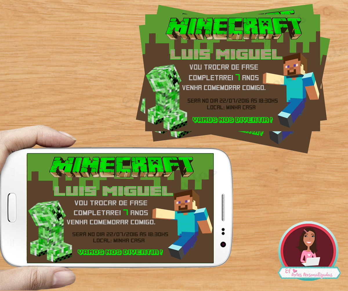 Convite Minecraft: 60 Modelos e Dicas Para Se Inspirar!