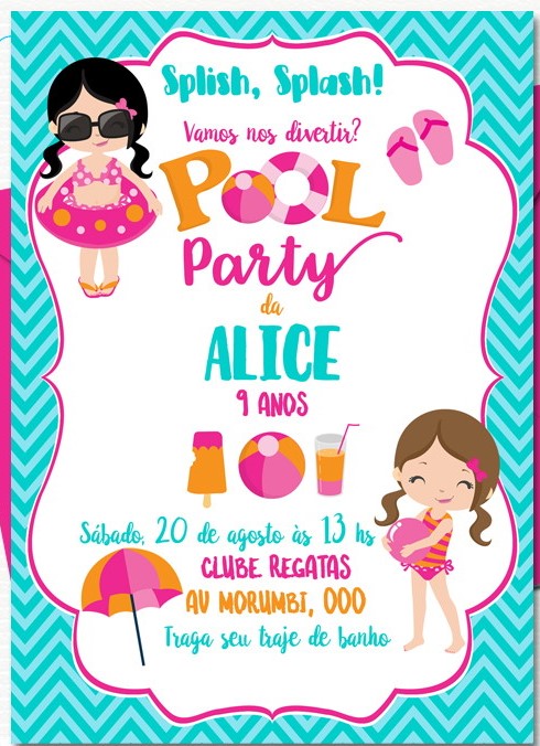 Convite Pool Party: 60 Lindos Modelos Para se Inspirar!