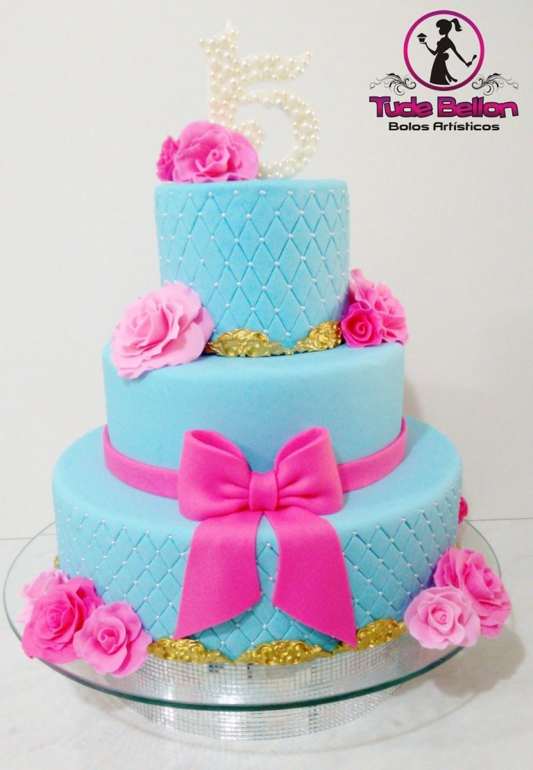 Bolo Azul e Rosa: 80 Combinações com essas Cores Clássicas